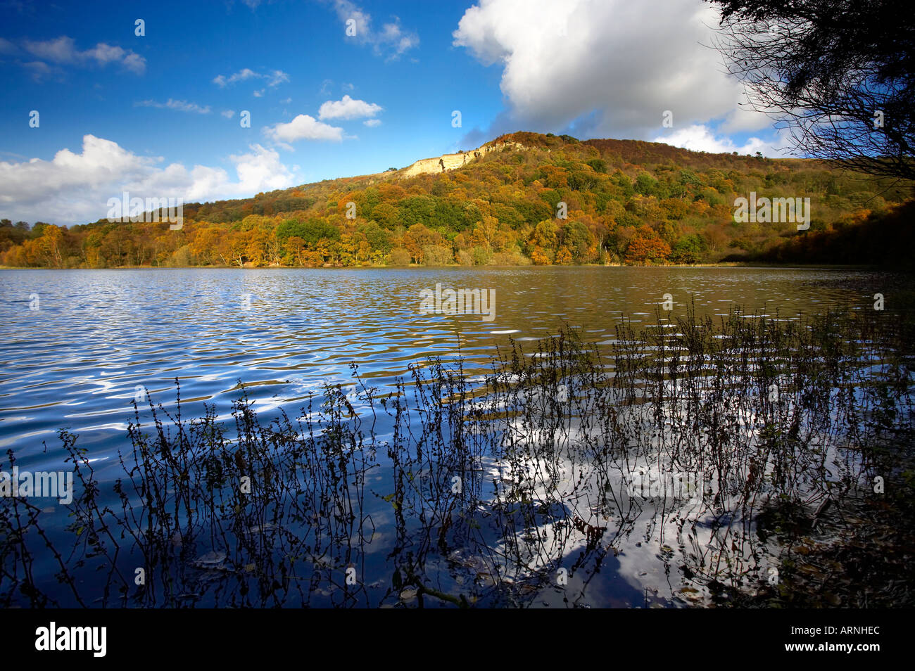 Lake Gormire and Whitestone Cliff in Autumn below Sutton Bank North ...