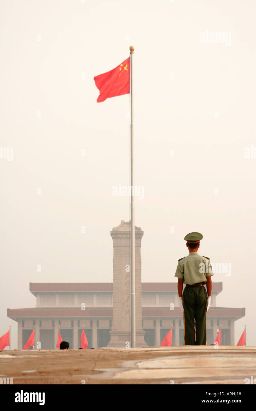 Police guard overlooking Tiananmen Square Stock Photo - Alamy