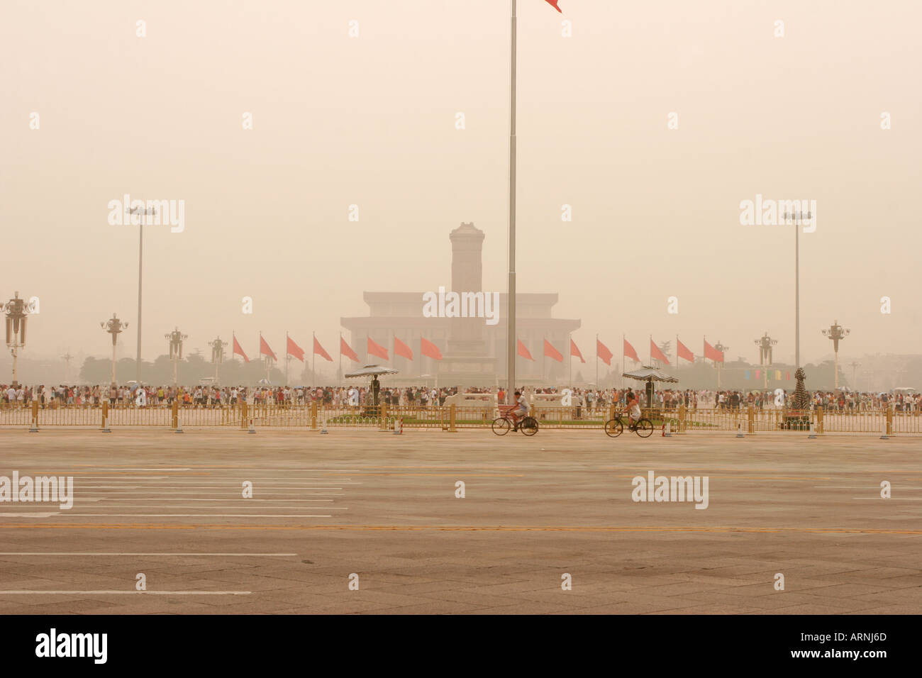 Air pollution and smog in Tiananmen Square in Beijing China Stock Photo ...