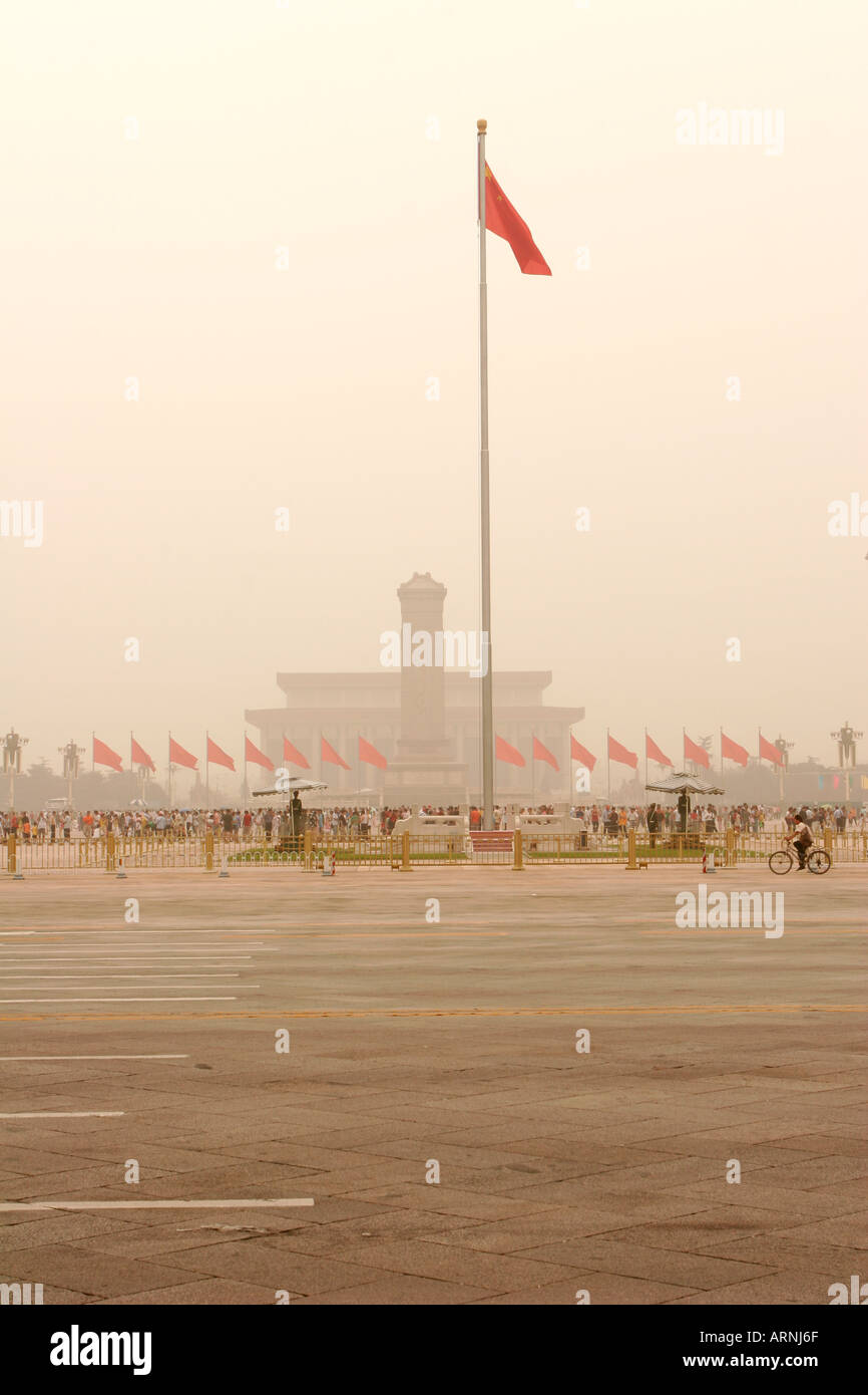 Air pollution and smog in Tiananmen Square in Beijing China Stock Photo ...