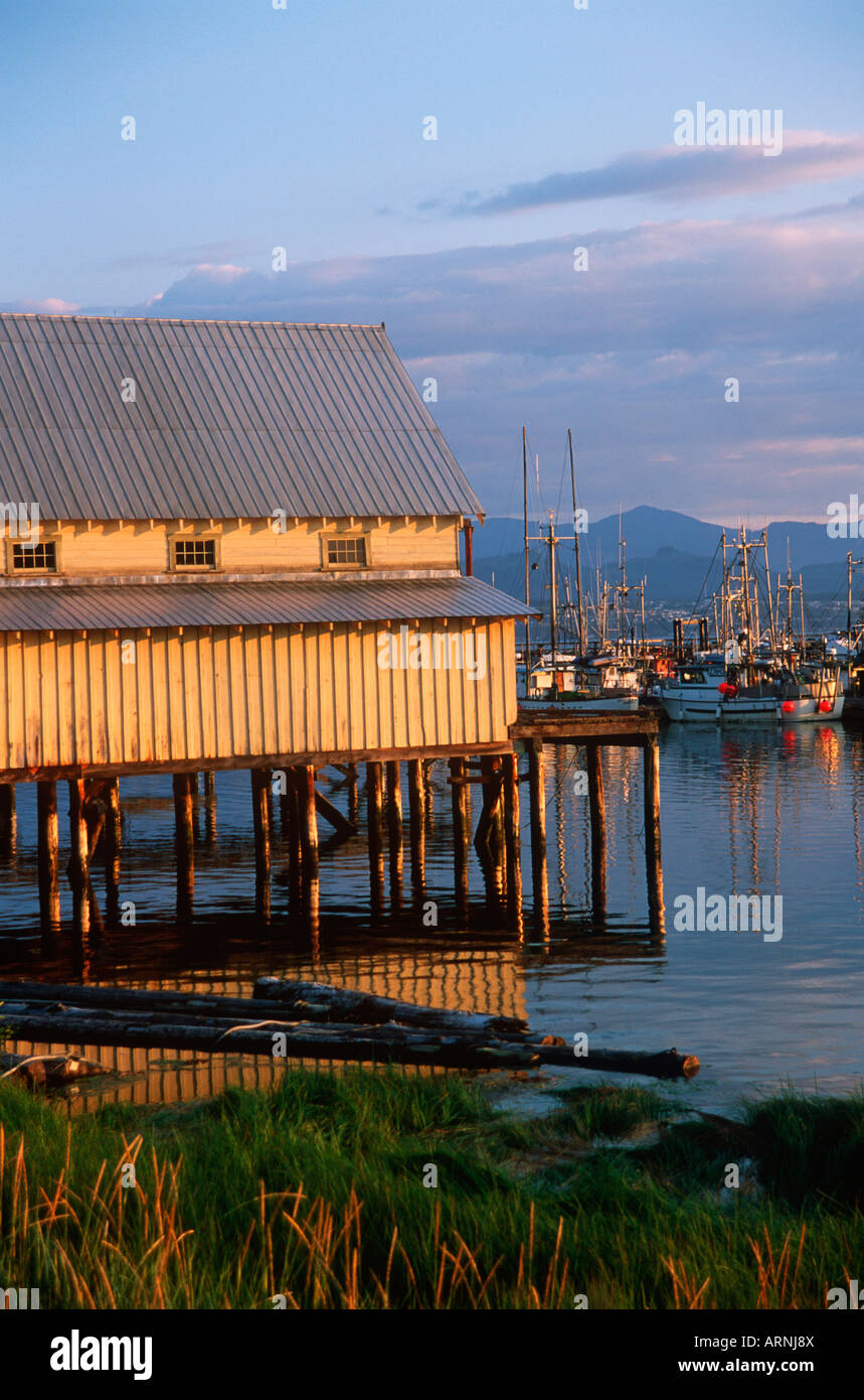 Malcolm Island, Sointula - fishboats at wharf and shed, British ...