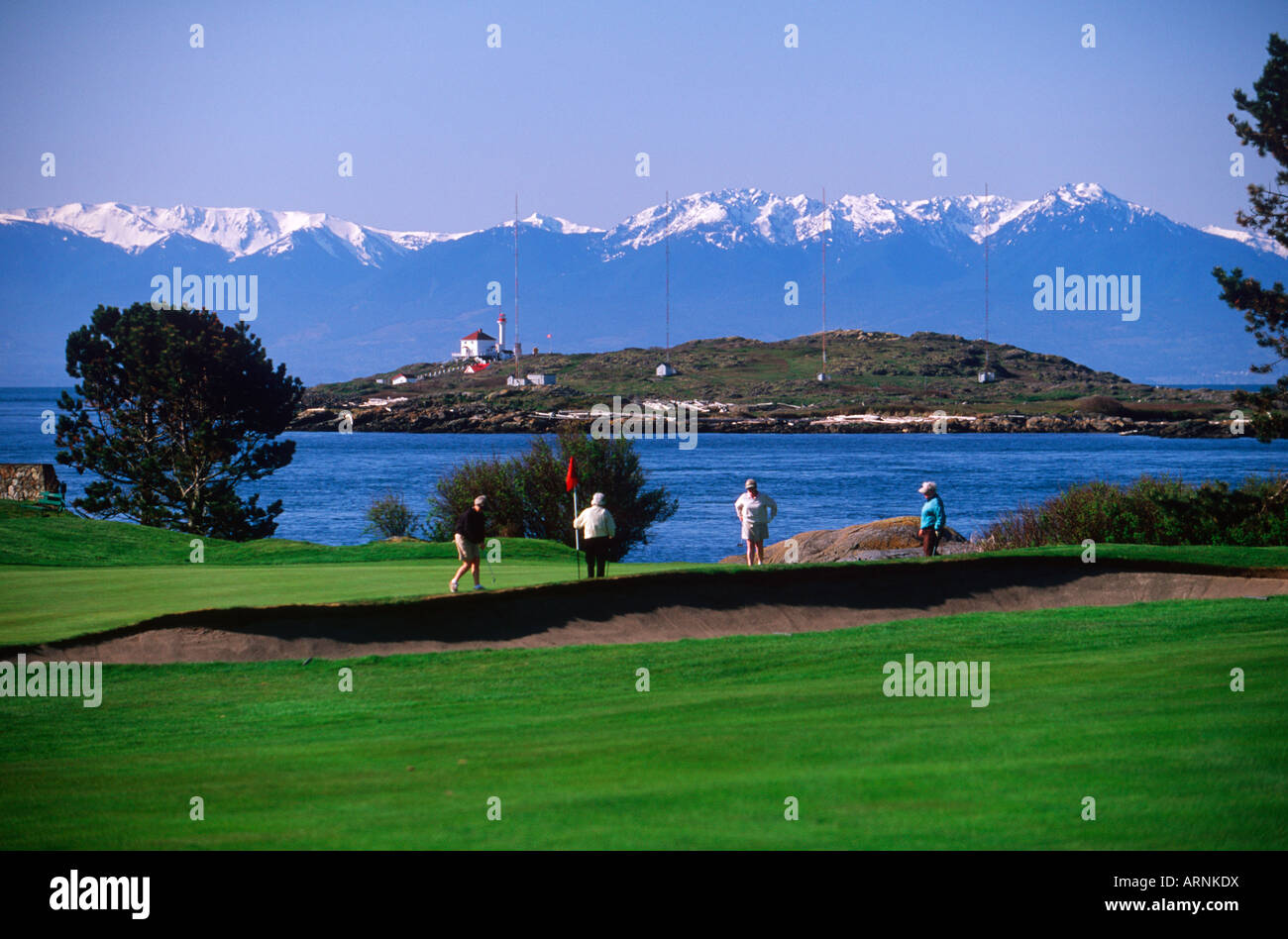 Victoria Golf Course with the Olympic Peninsula mountains and Trial ...
