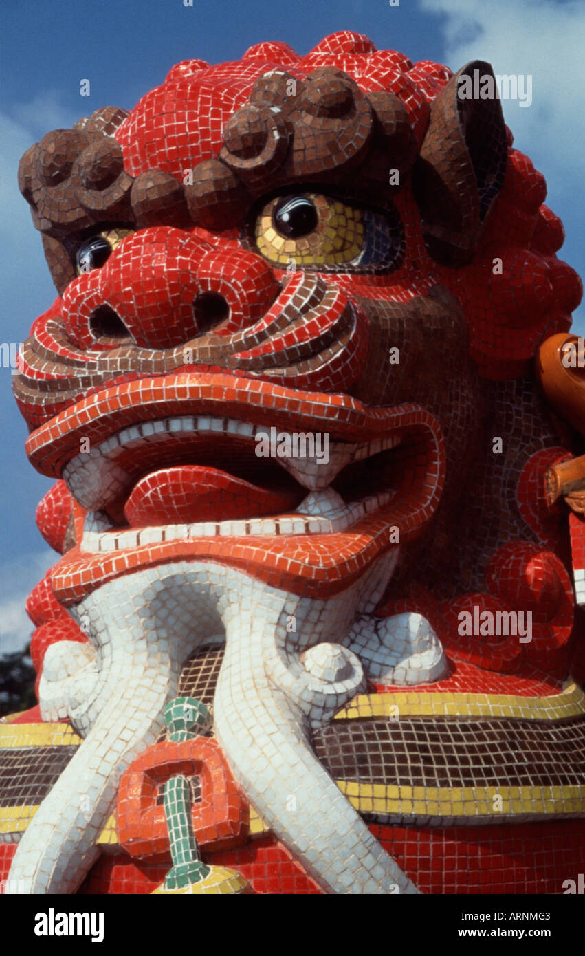 Chinese Lion Effigy Statue in Hong Kong at Repulse Bay Beach Stock ...