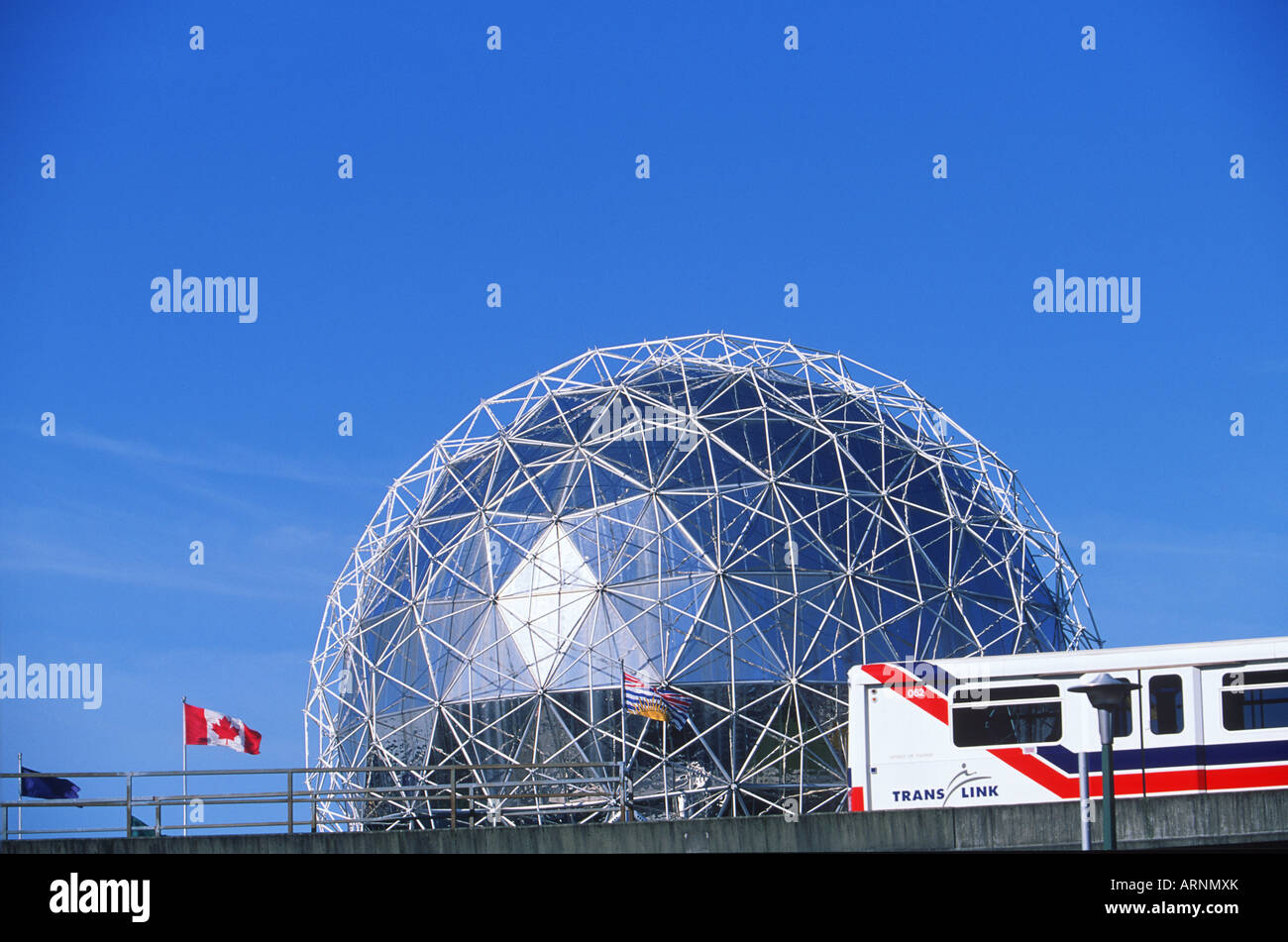 skytrain and science world geodesic dome, Vancouver, British Columbia ...