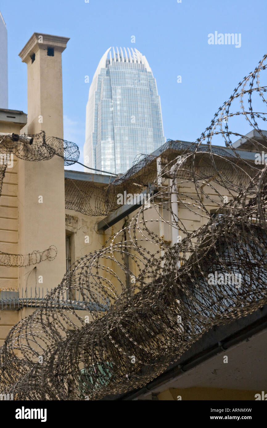 Victoria Prison Barbed Wire and IFC Hong Kong Stock Photo - Alamy