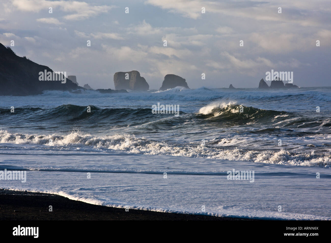 Spot Light on Wave, First Beach, La Push, Washington, USA Stock Photo ...