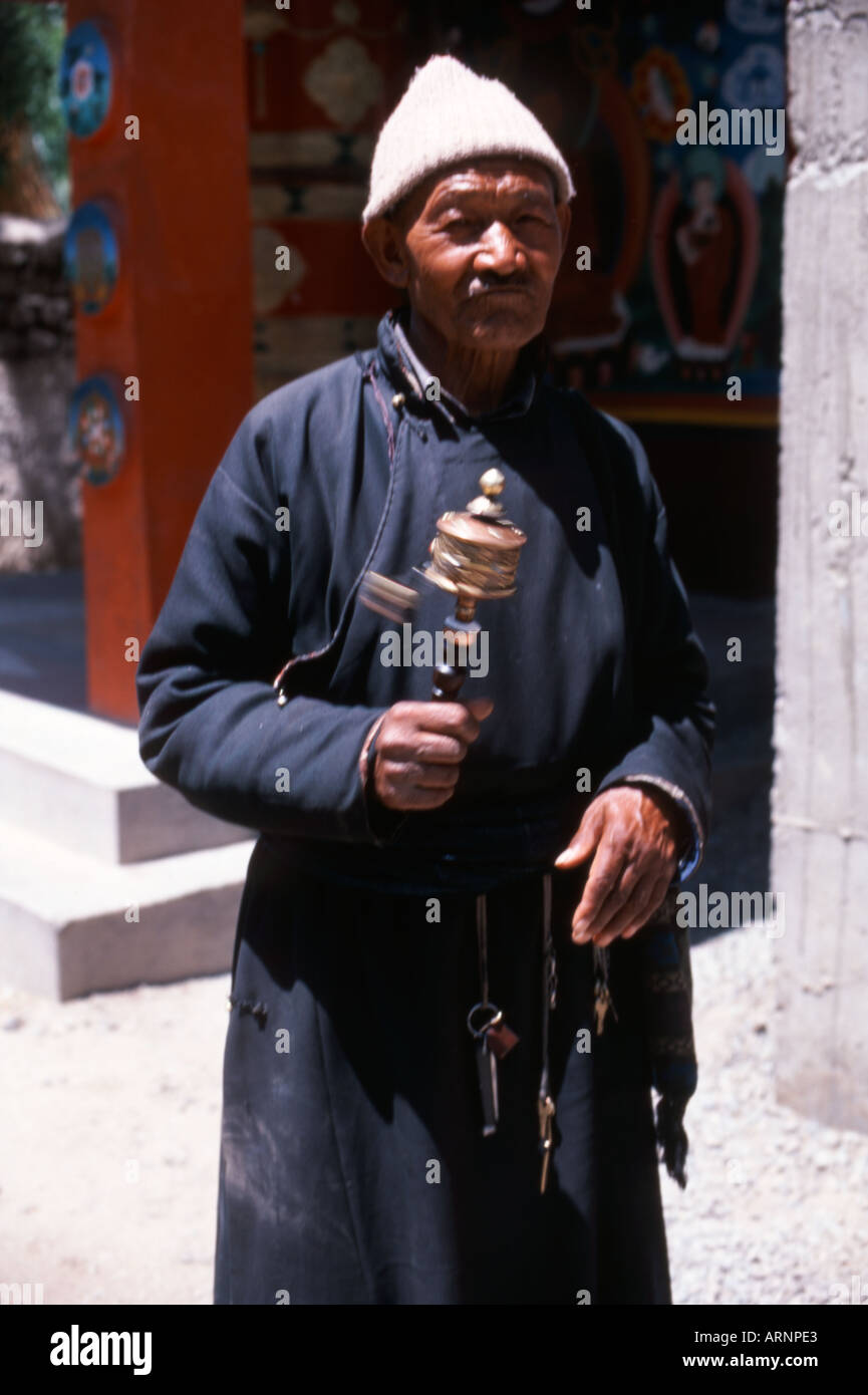 A Man and a Dharma Wheel Leh Ladakh India Stock Photo - Alamy