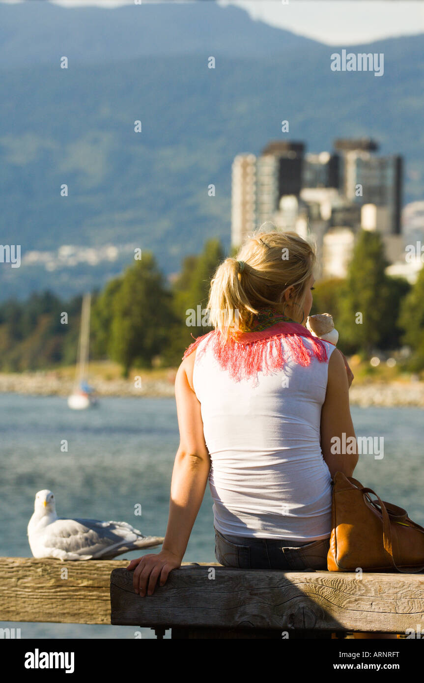 A girl eating ice cream, vancouver, British Columbia, Canada Stock ...