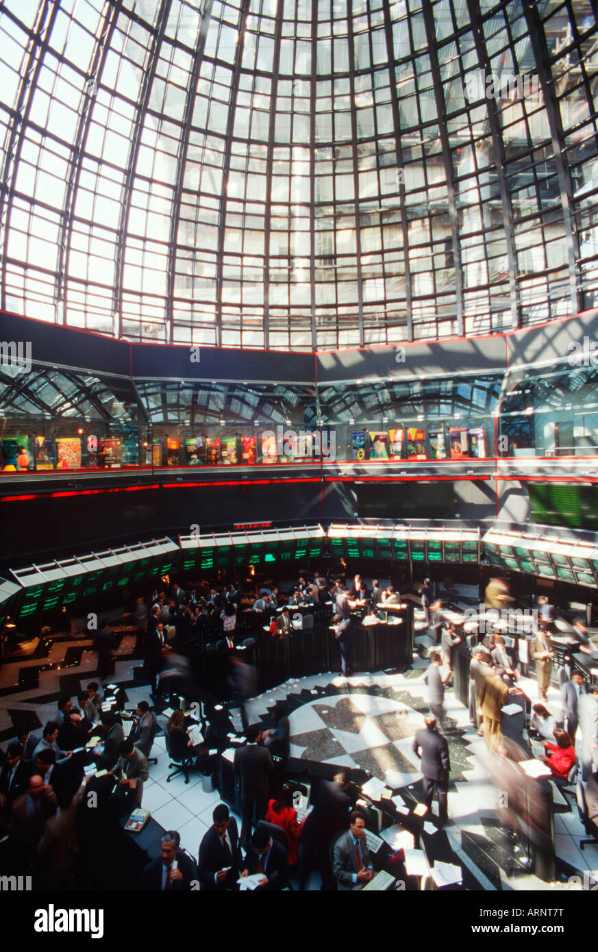 Mexico City stock exchange building, interior with trading floor Stock ...