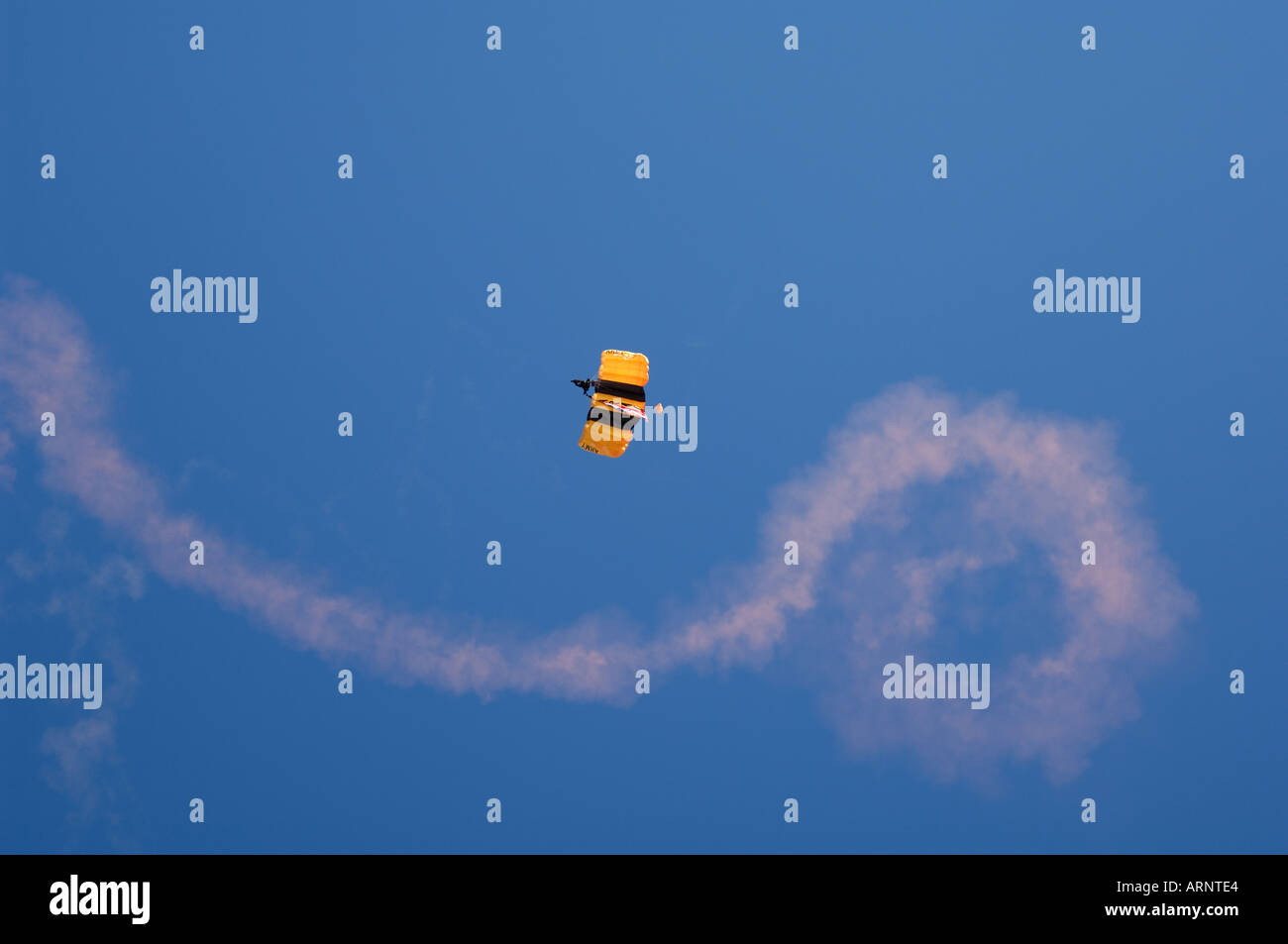United States ARMY Parachute Team member performing acrobatics at ...