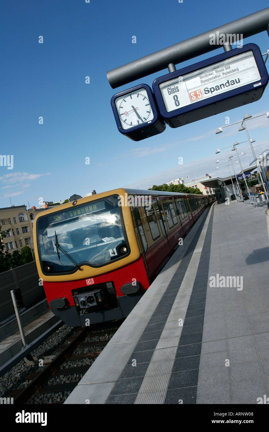 Destination train arriving at a train station in Berlin Germany Stock ...