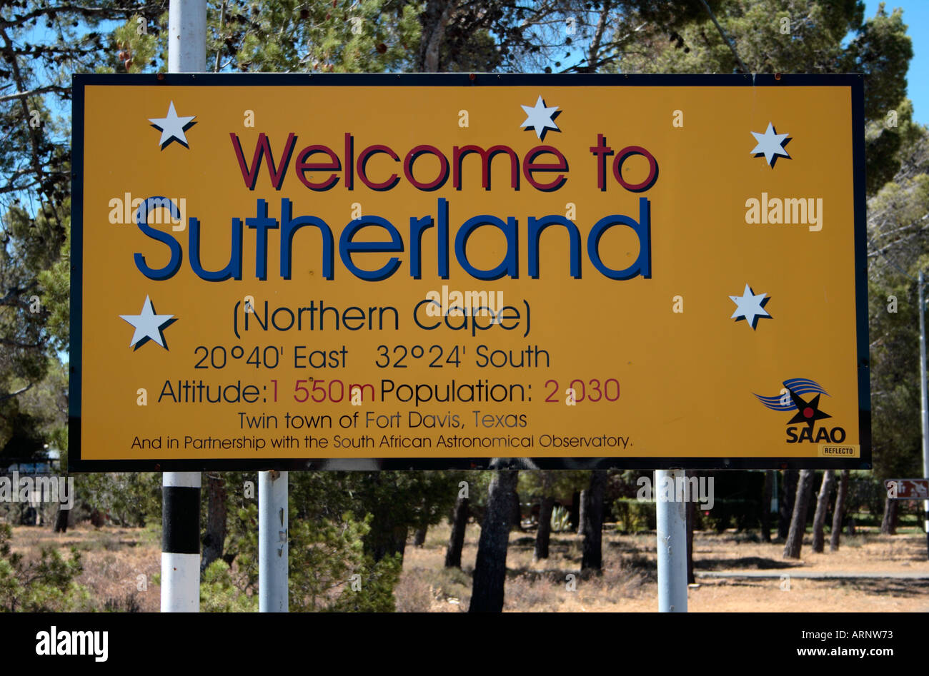 Welcome to Sutherland sign, Northern Cape South Africa Stock Photo - Alamy