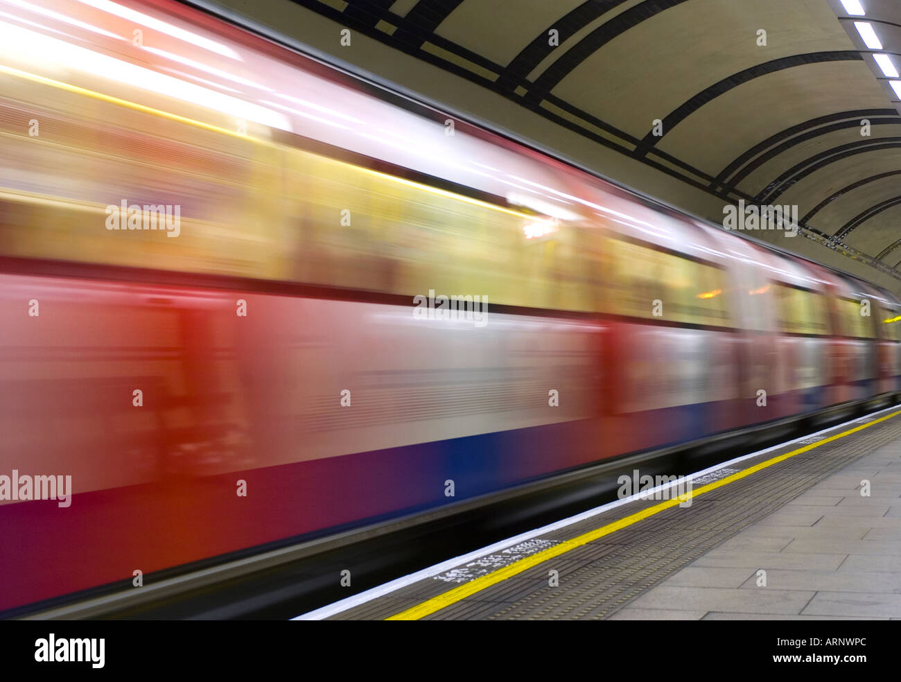Moving tube train in London Underground, London, England Stock Photo ...
