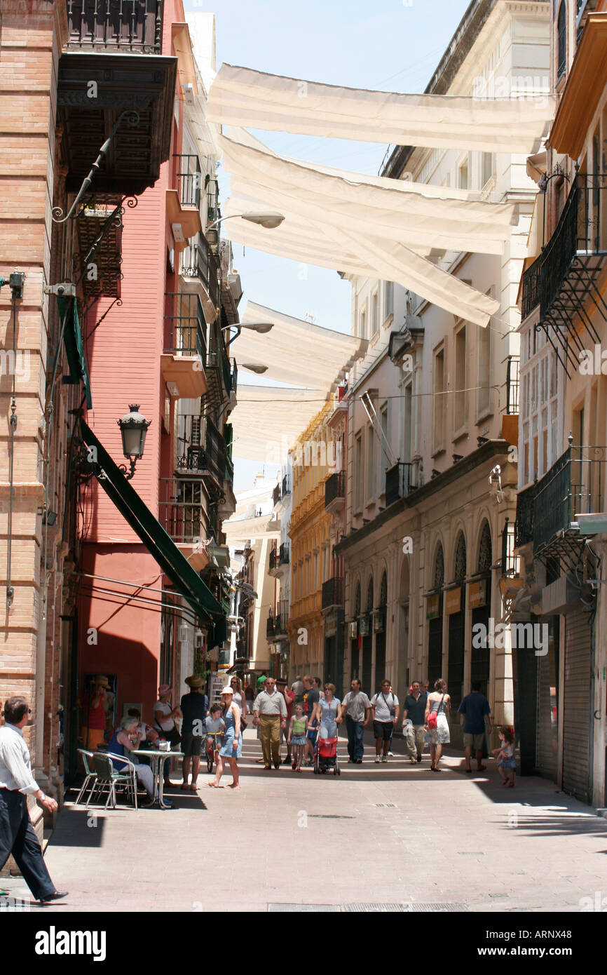 Calle de las Sierpes shopping street in Seville Spain Stock Photo - Alamy