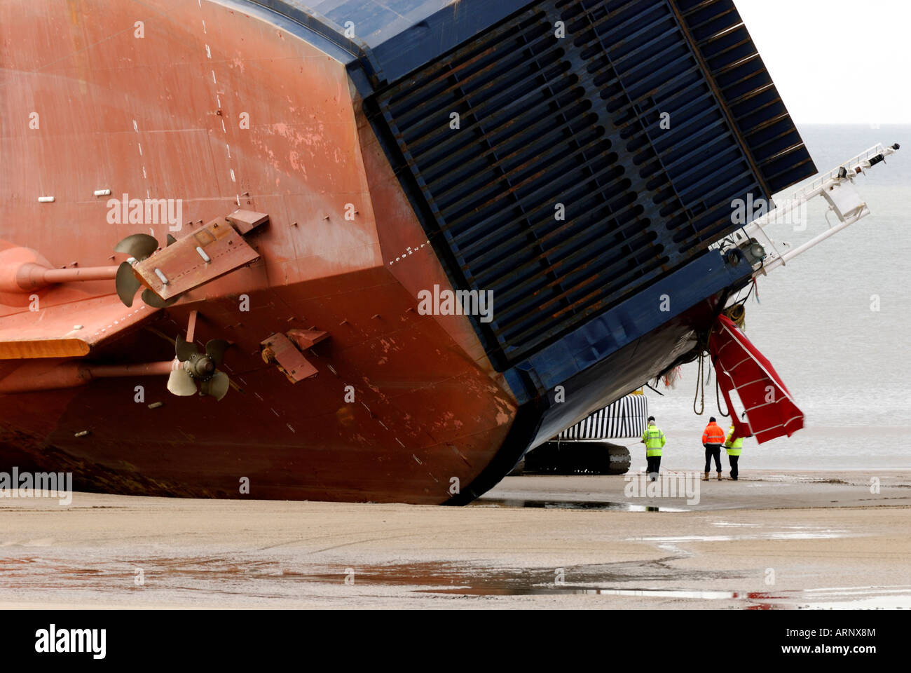 The stricken ferry Riverdance that was beached off the Blackpool coast ...