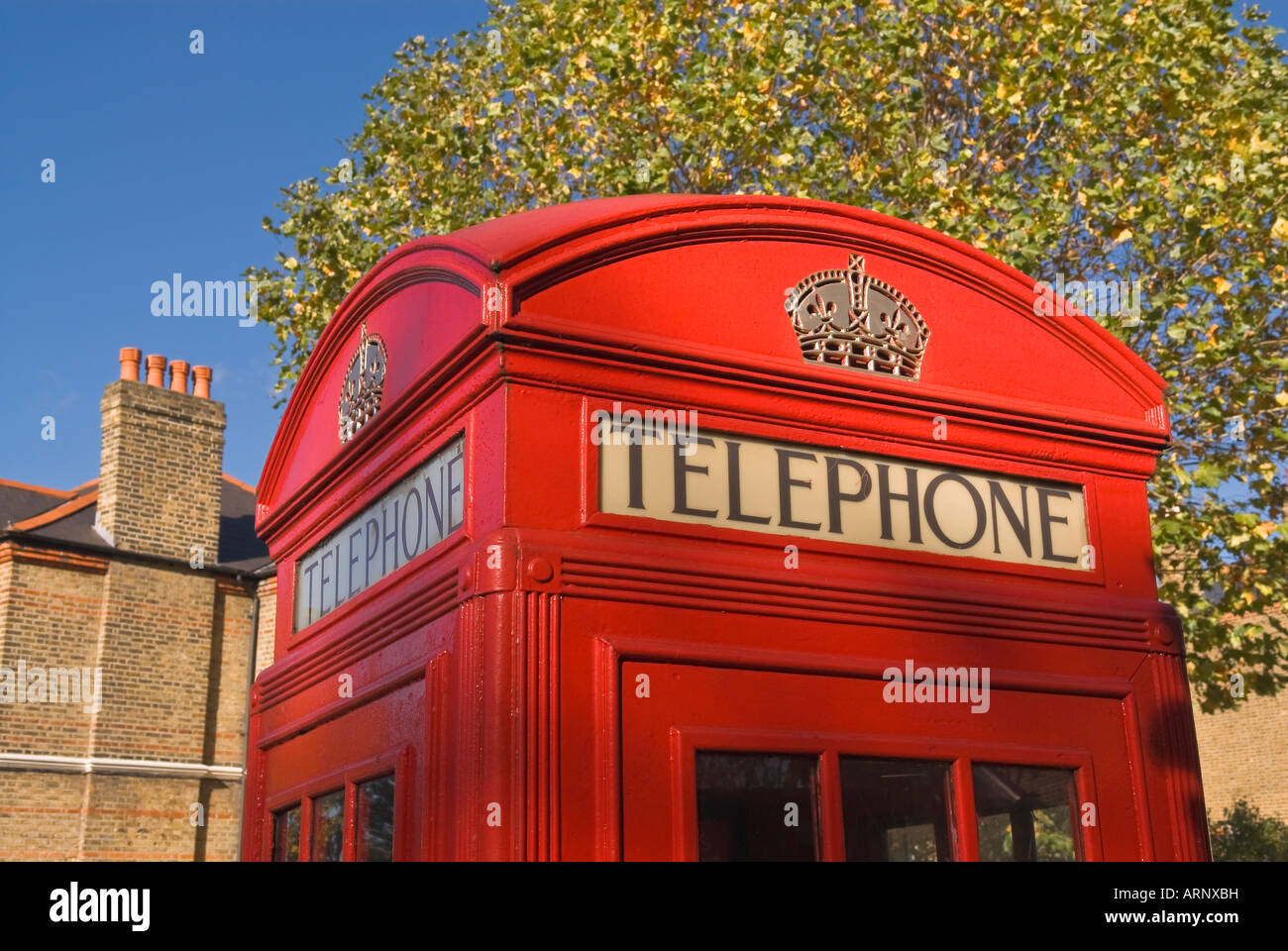 The iconic K2 red telephone box payphone in a London residential street ...