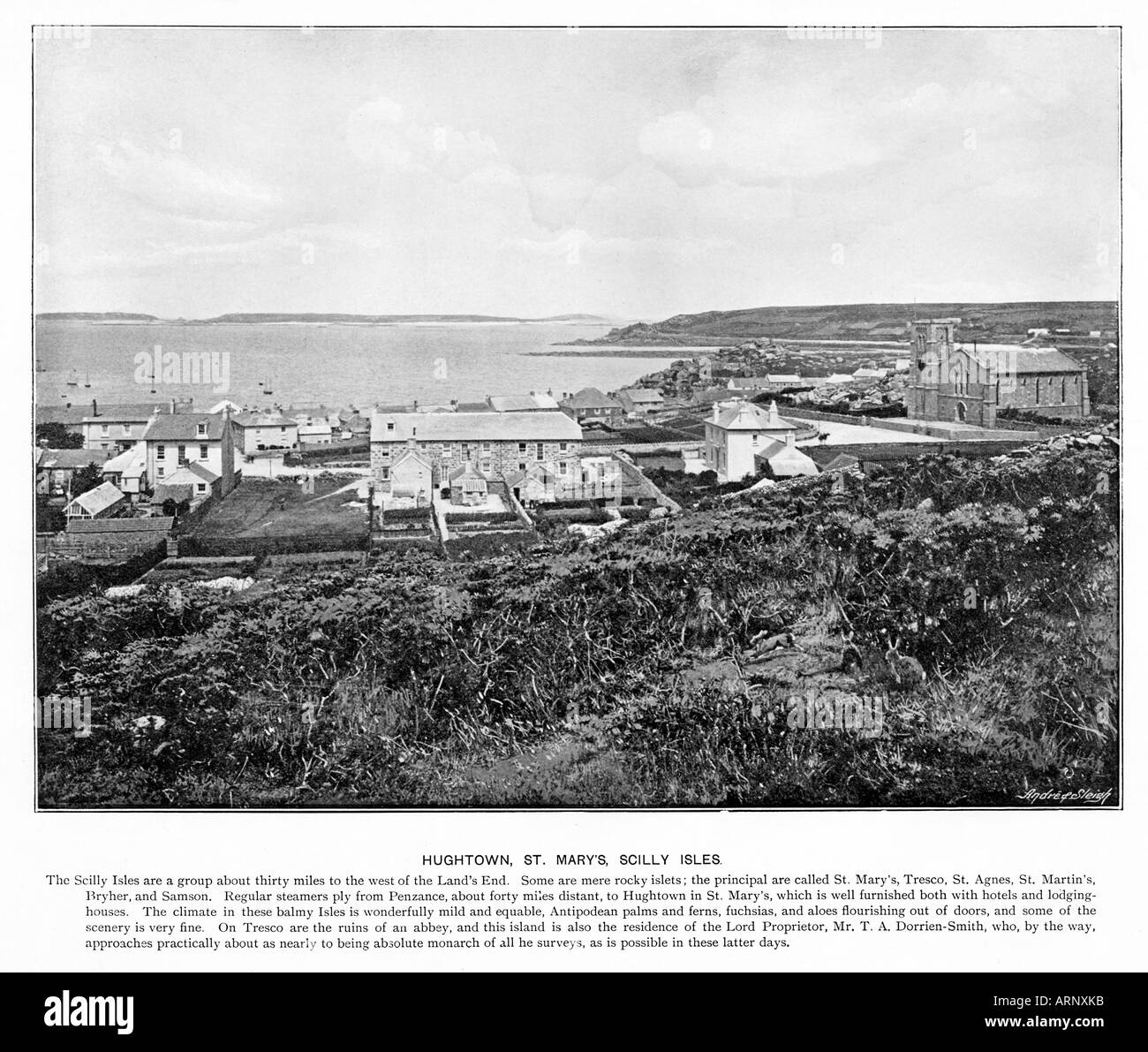 Scilly, Hugh Town, St Marys, 1900 photo of the main town and harbour on ...