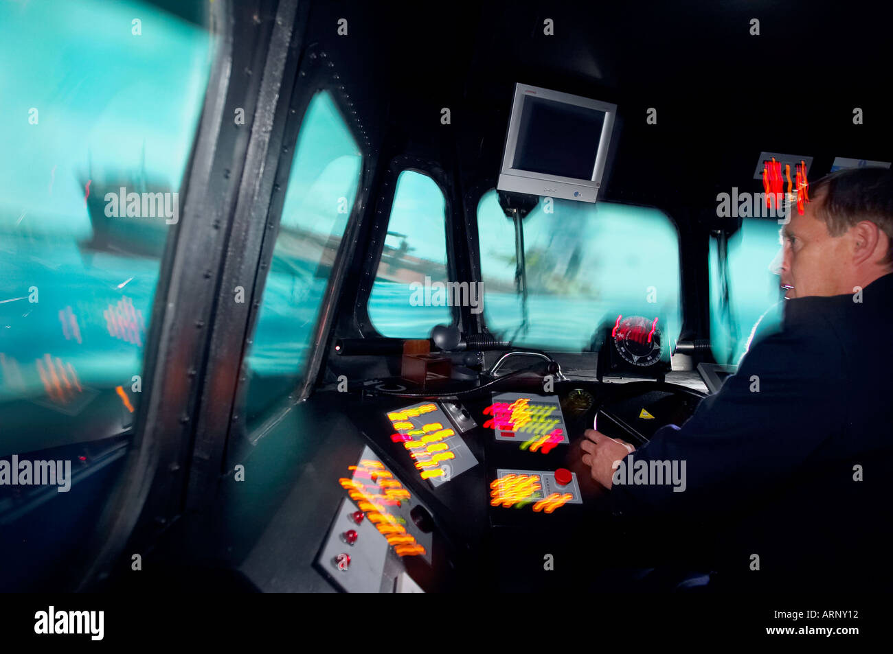 Lifeboat simulator at the RNLI lifeboat college Poole Dorset UK Stock ...