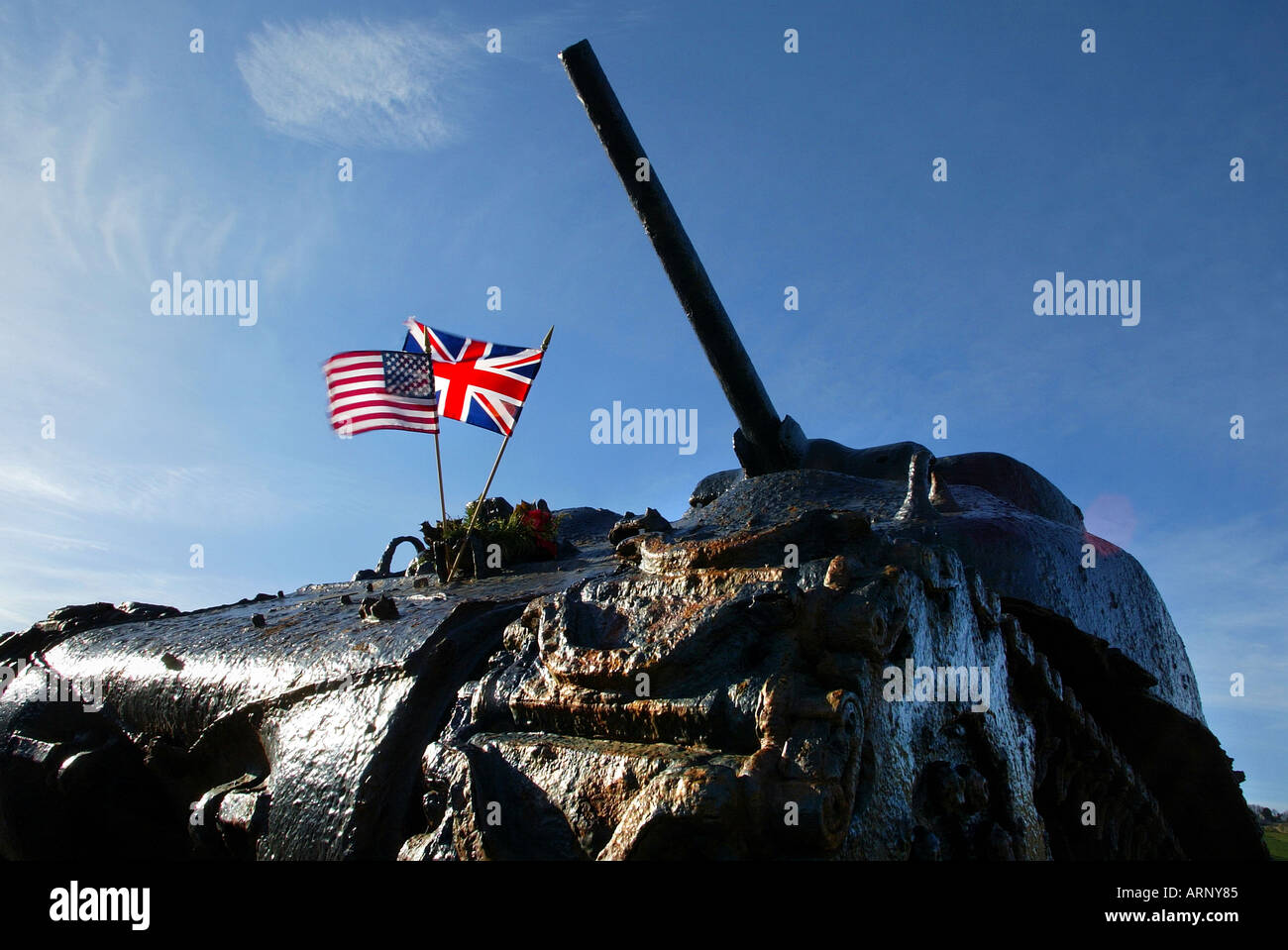 Sherman tank memorial at Torcross Devon UK Stock Photo - Alamy