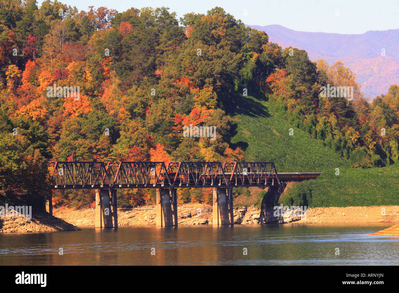 Great Smoky Mountain Railroad Crossing Tressel, Fontana Lake, Bryson ...