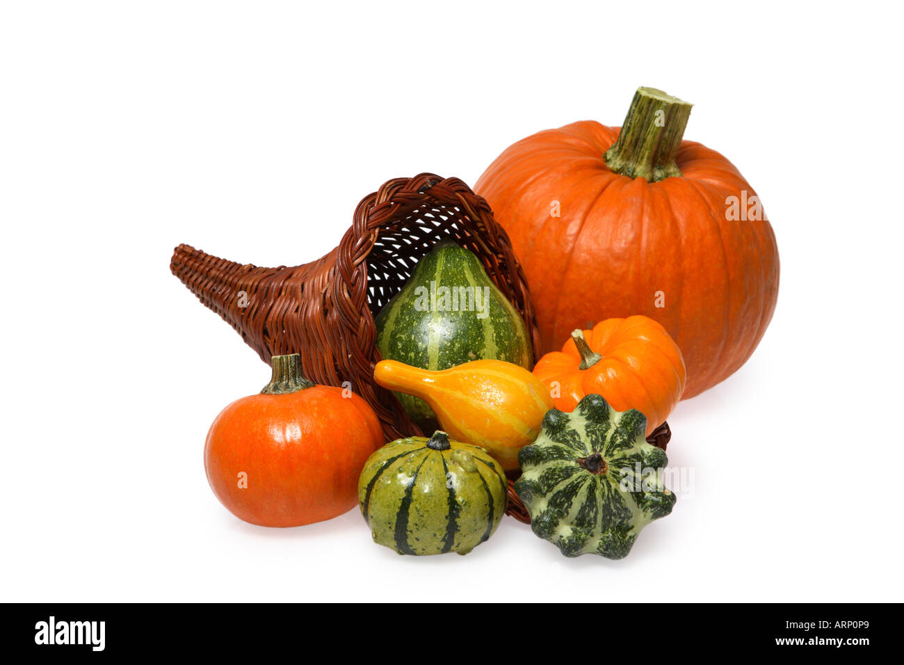 Cornucopia, Gourds and Pumpkin Stock Photo - Alamy