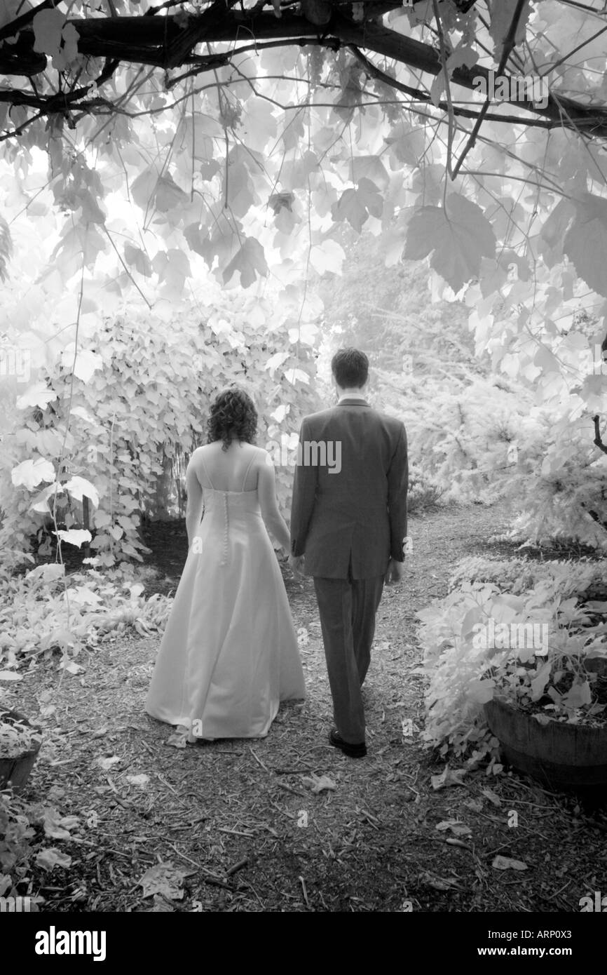 Wedding in garden Black and White Stock Photos & Images - Alamy