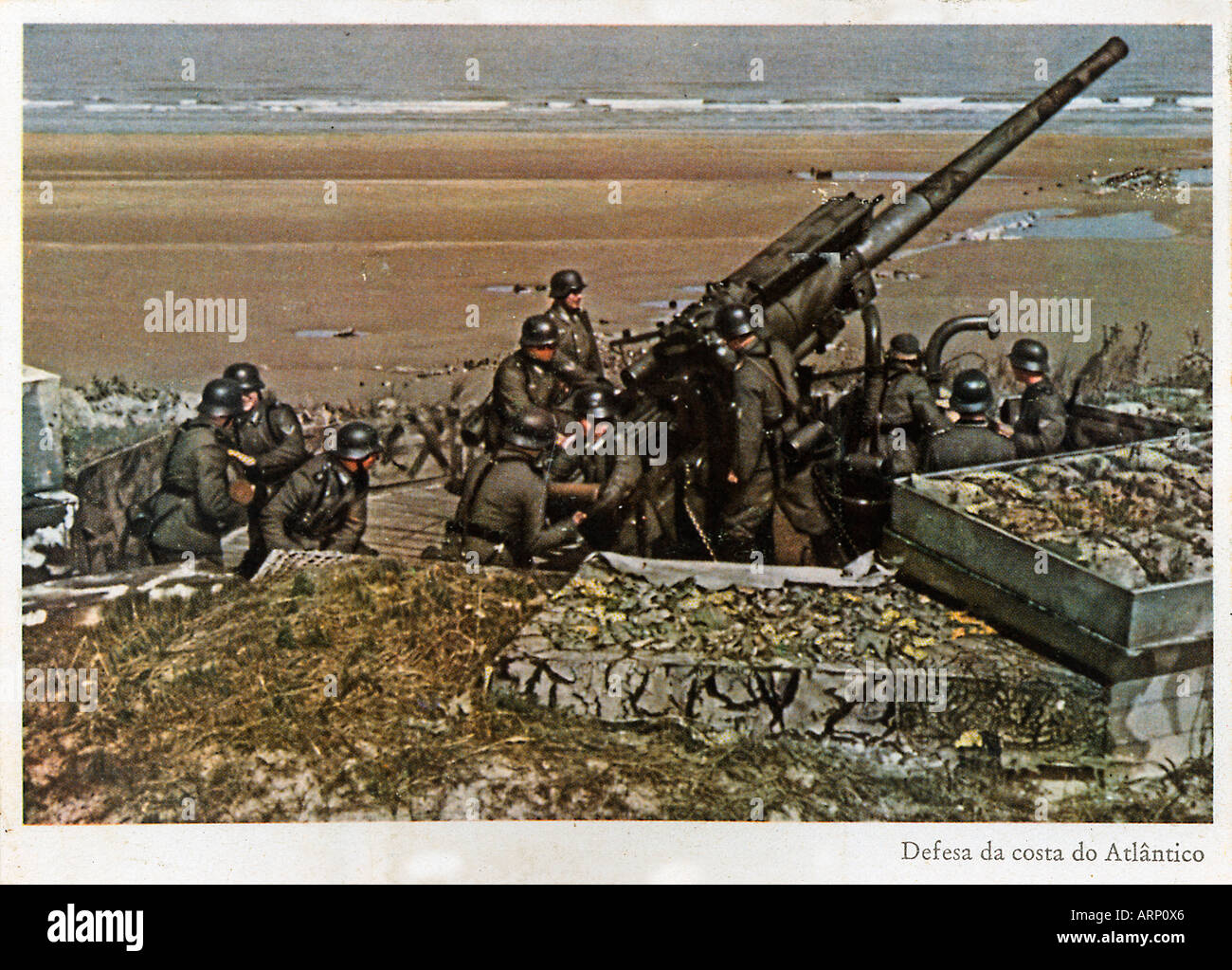 Atlantic Wall German postcard of artillery drill on the Atlantic ...