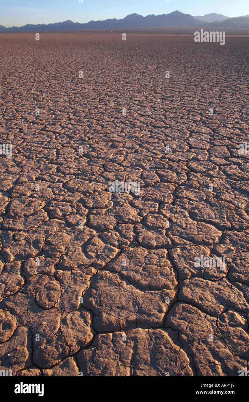 USA, California, cracked earth on dry lake bed in Mohave Desert Stock ...