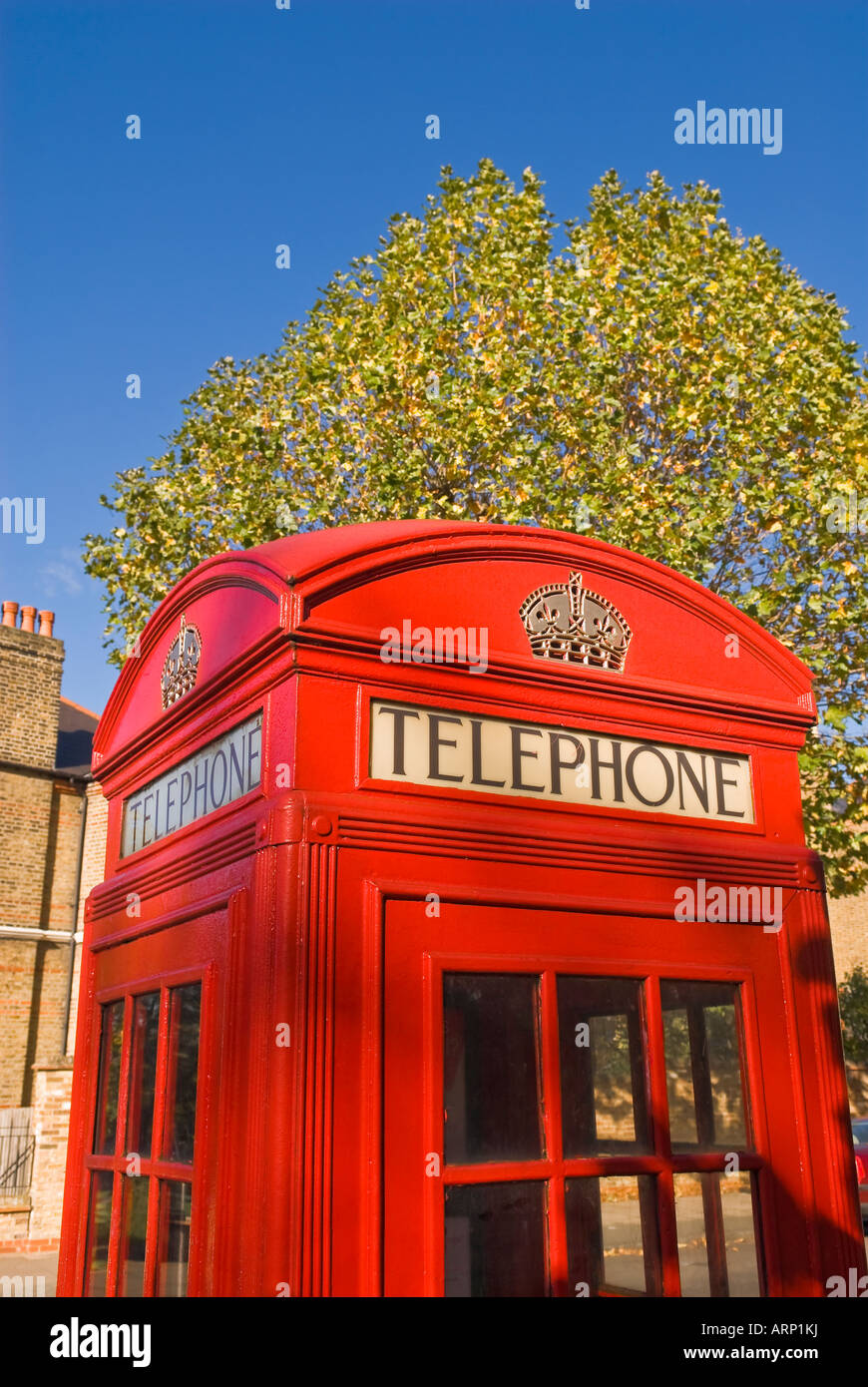 The iconic K2 red telephone box payphone in a London residential street ...