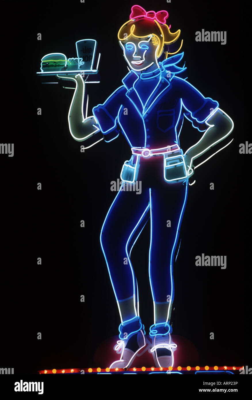 USA, Oregon, neon car hop sign Stock Photo - Alamy