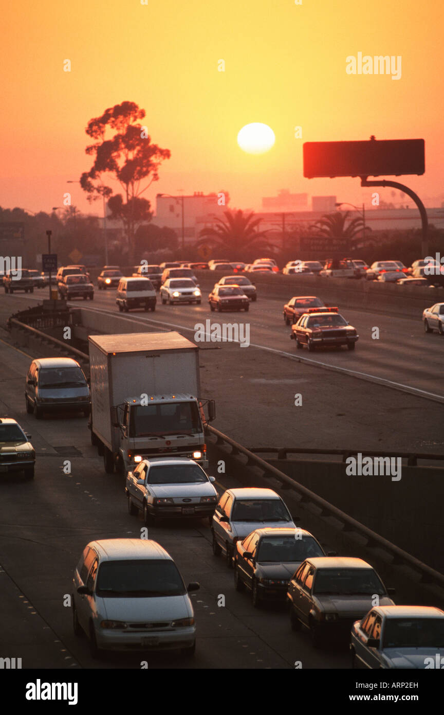 USA, California, Los Angeles, Freeway at sunset Stock Photo - Alamy
