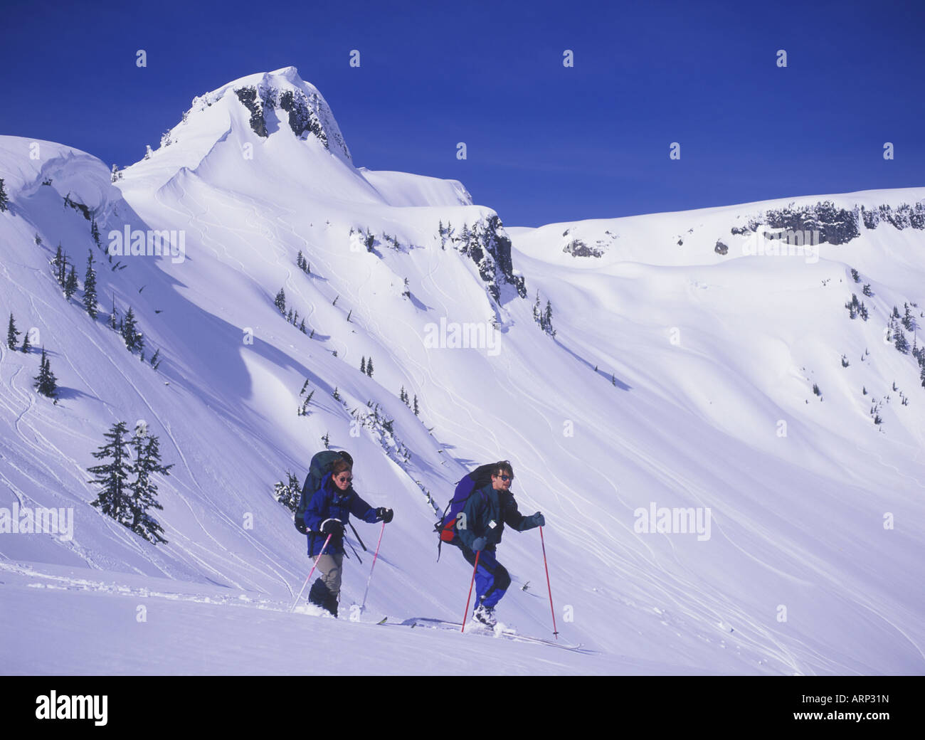 USA, Washington State, Mount Baker Recreation Area , winter ski touring ...