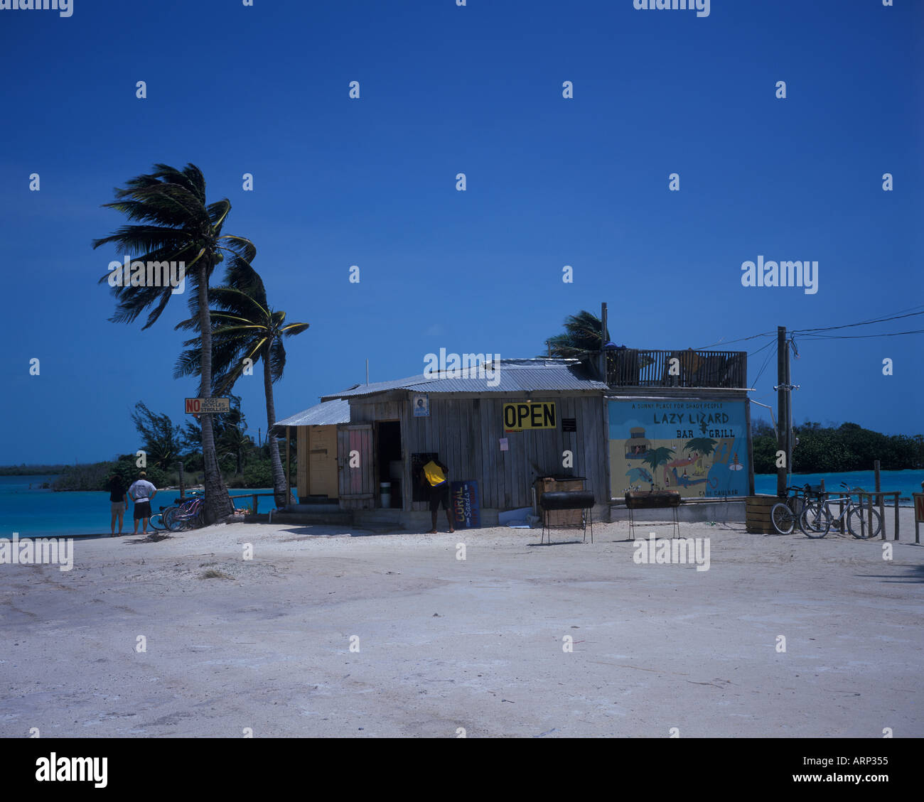 Lazy Lizard Bar and Grill at the Split Caye Caulker Belize Stock Photo ...