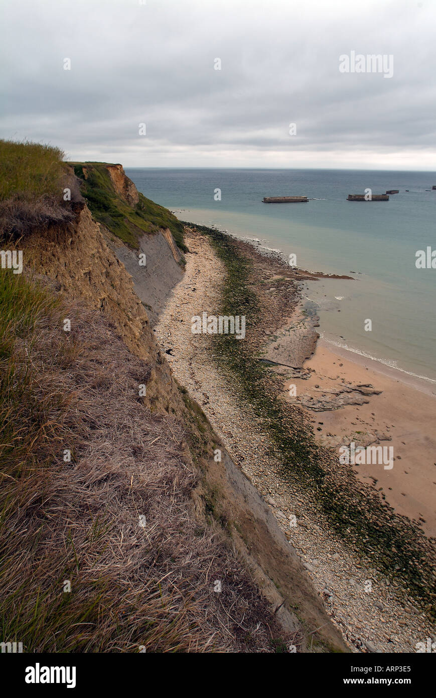Cliff and beach in Normandy Stock Photo - Alamy
