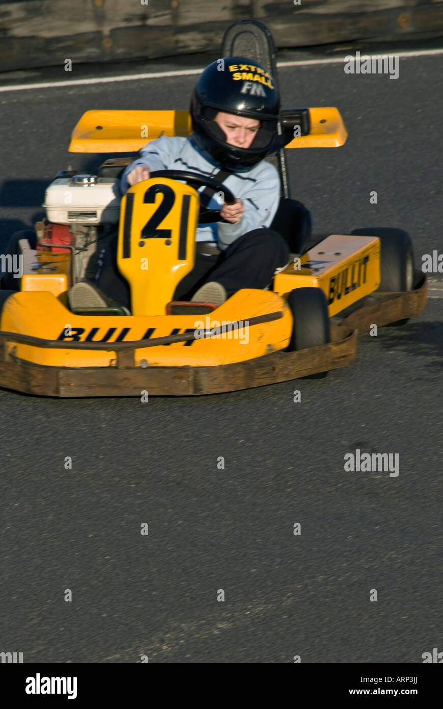 Boy racer driving racing [go cart] Stock Photo - Alamy