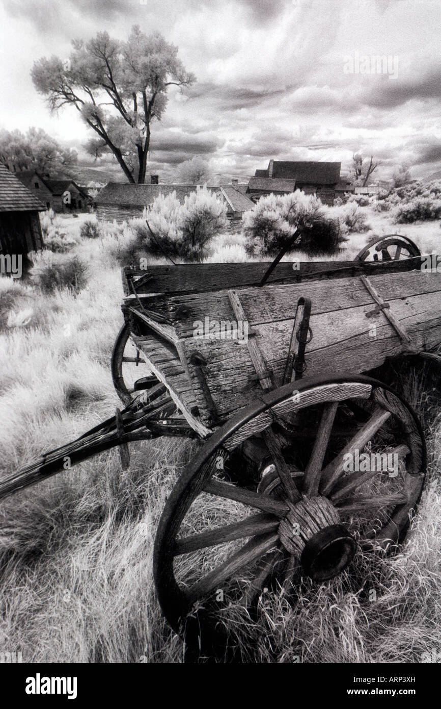 Old wagon on farm in Bannock, Montana, shot on infrared Stock Photo - Alamy
