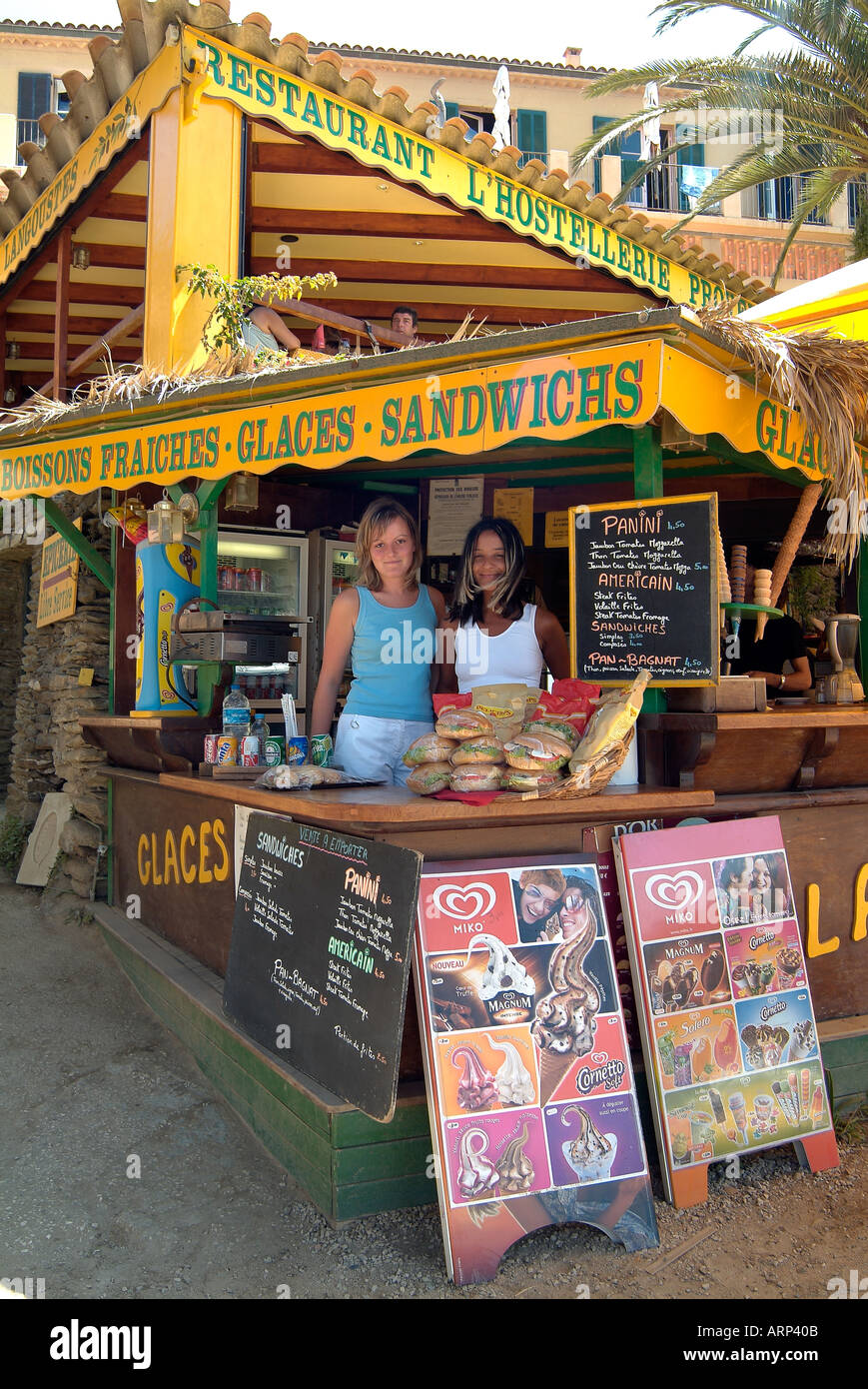 Ice cream store on the Island of Port Cros in the Mediterranean Stock ...