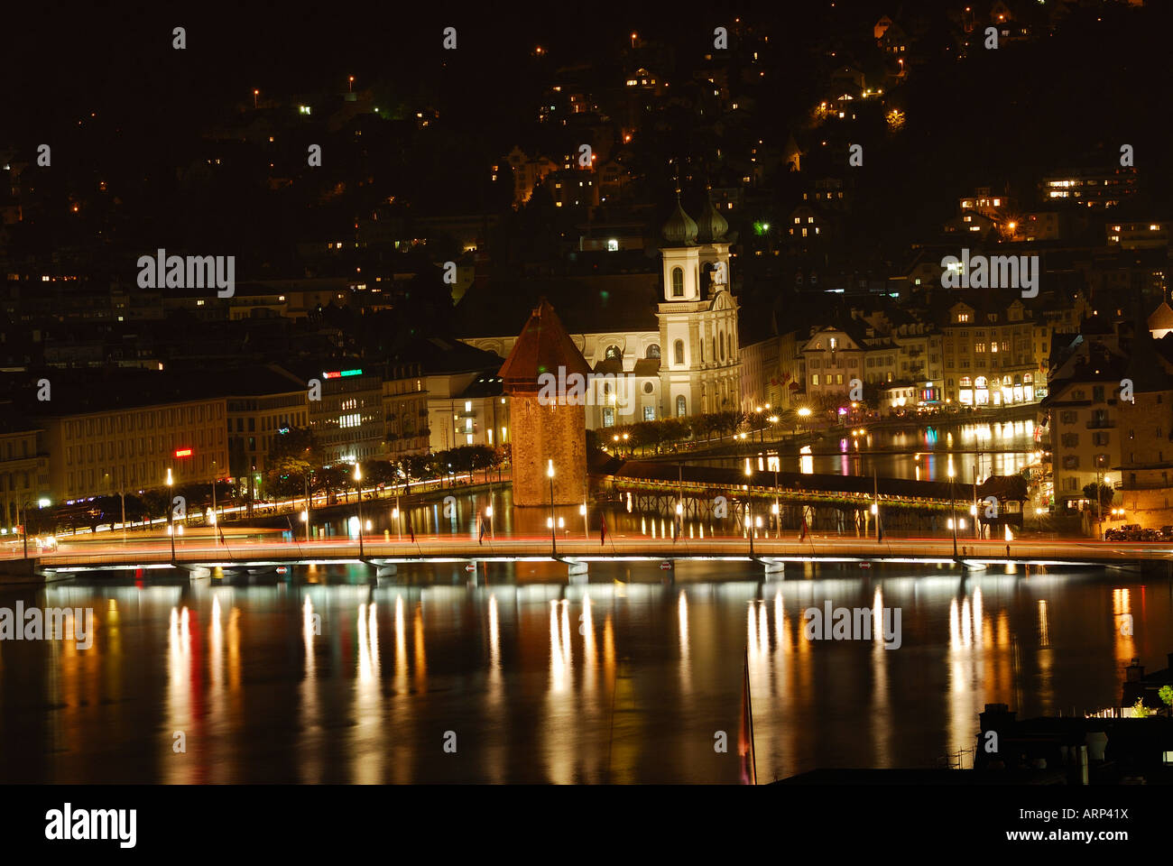 photograph of lucerne night view Stock Photo - Alamy