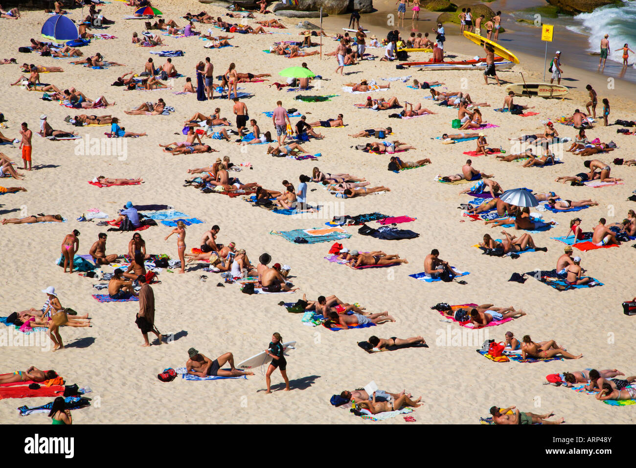 Sunbathers at Bronte Beach Sydney New South Wales Australia Stock Photo ...