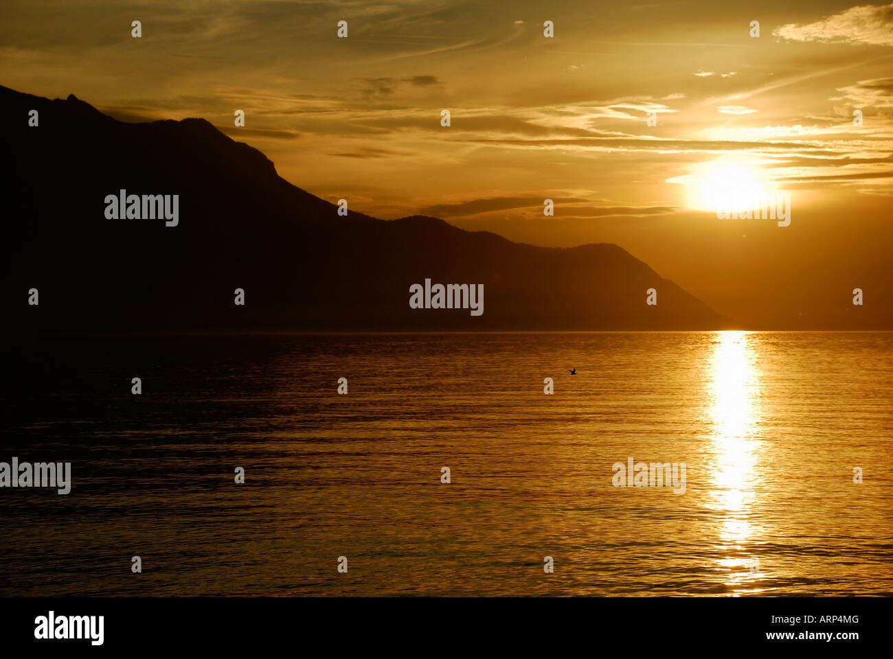 sunset photos of lake geneva Stock Photo - Alamy