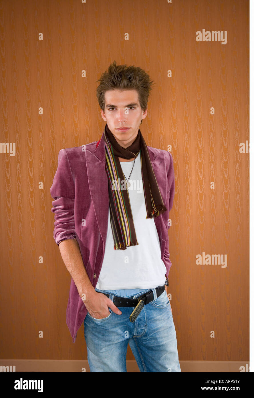 Portrait young fashionable man Stock Photo - Alamy