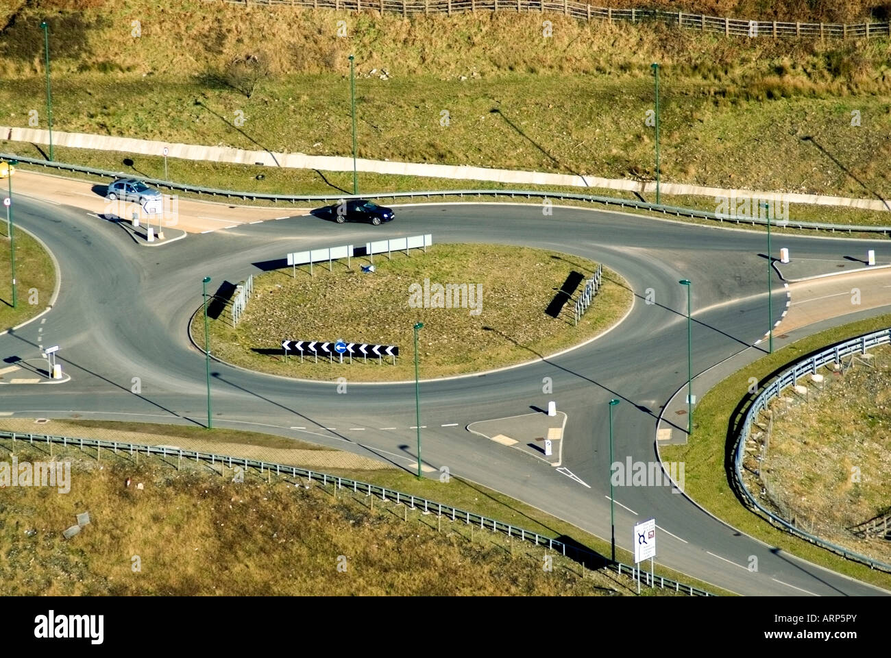 roundabout on A4046 cwm ebbw valley gwent south wales Stock Photo - Alamy