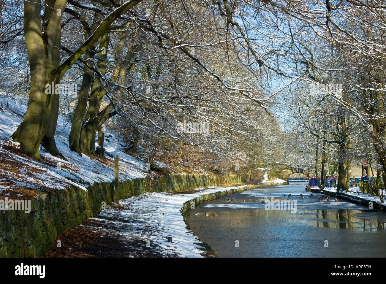 Ice and snow along the canal at Uppermill Saddleworth Saddleworth is an ...