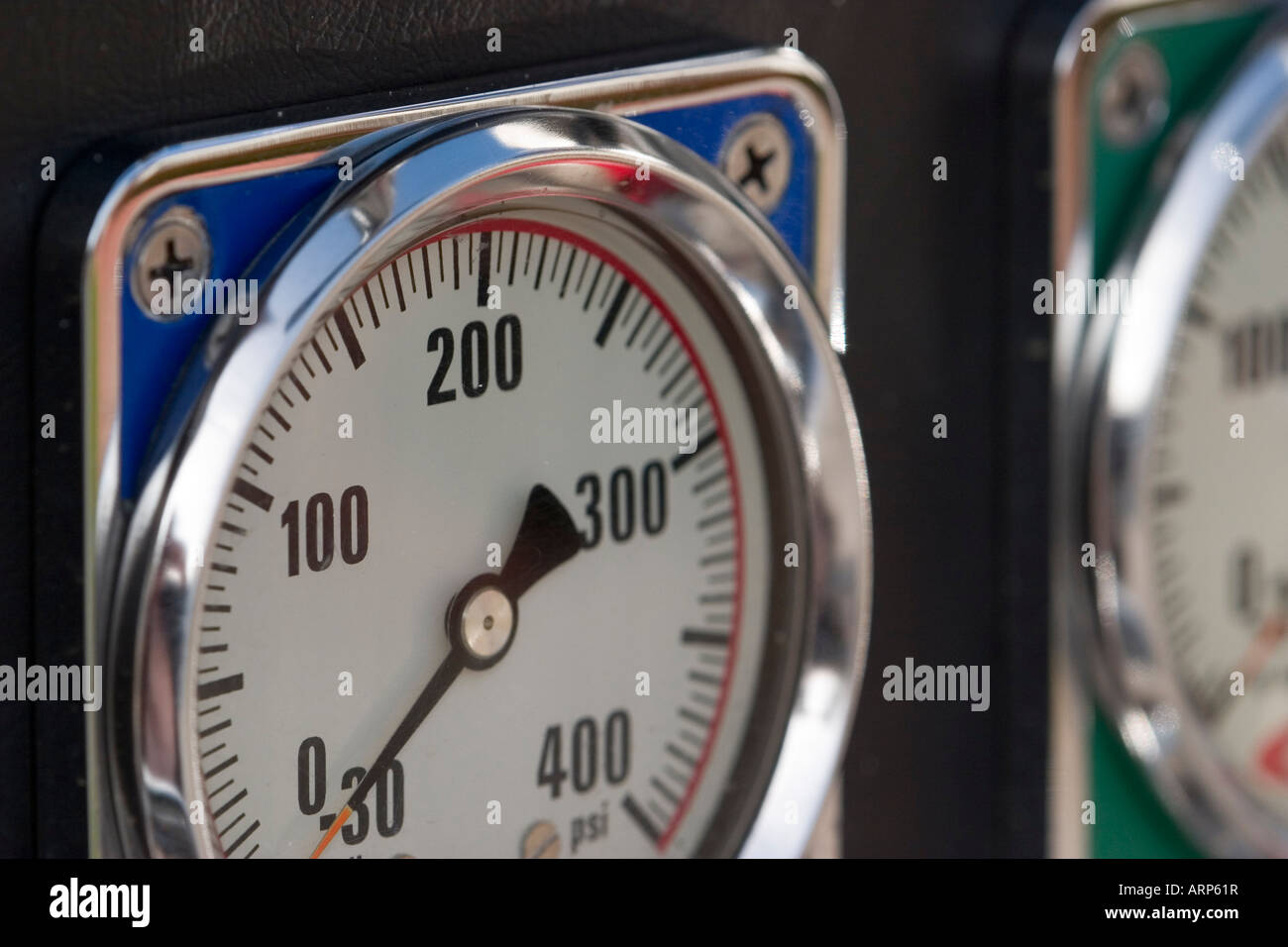 Gauge on a fire truck Stock Photo - Alamy