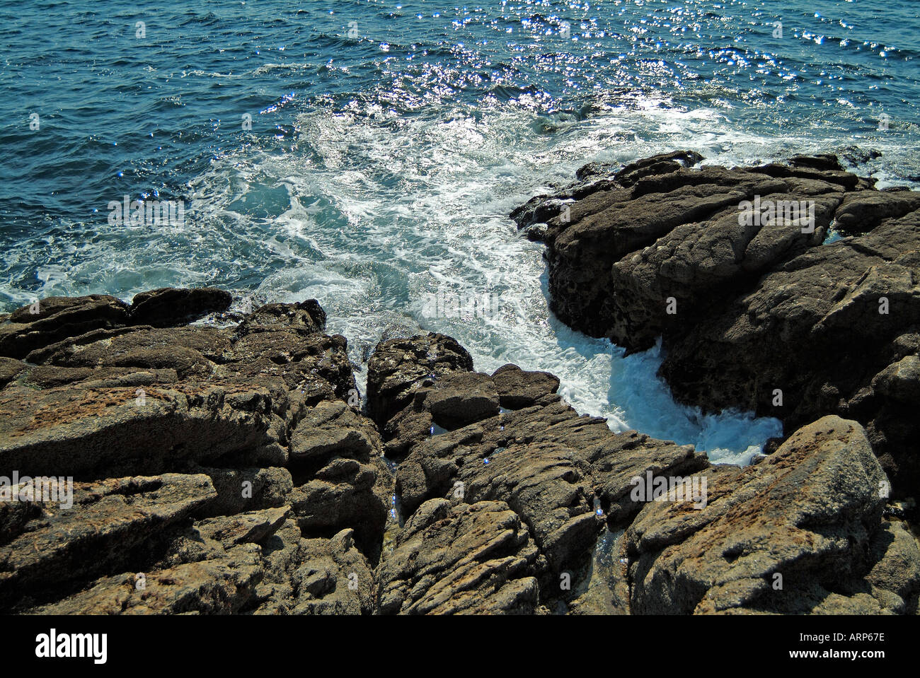 Big edges of granite in Quiberon Brittany Stock Photo - Alamy