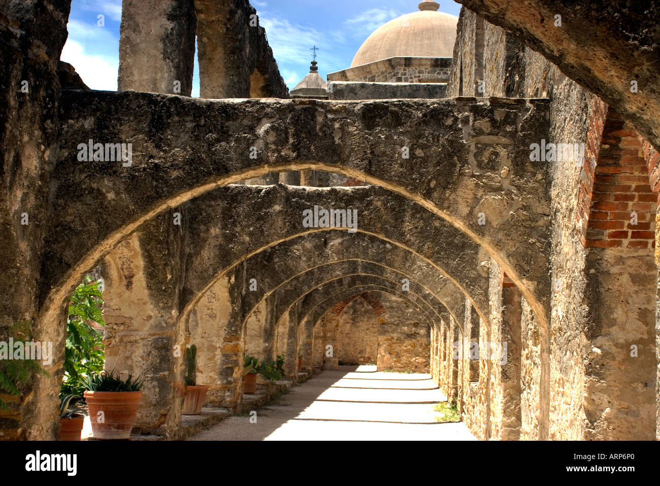 Mission San Jose arch walkway Stock Photo - Alamy