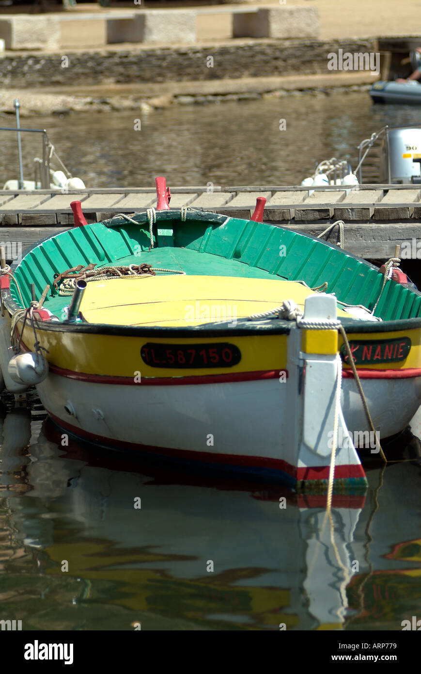 Typical french Mediterranean fishing boat in Port Cros Stock Photo - Alamy