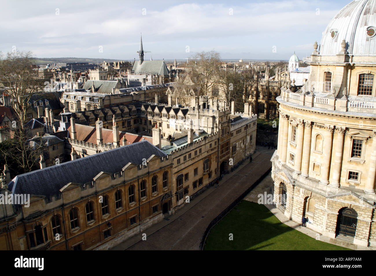 Aerial view of Oxford showing Radcliffe Camera and Lincoln College ...