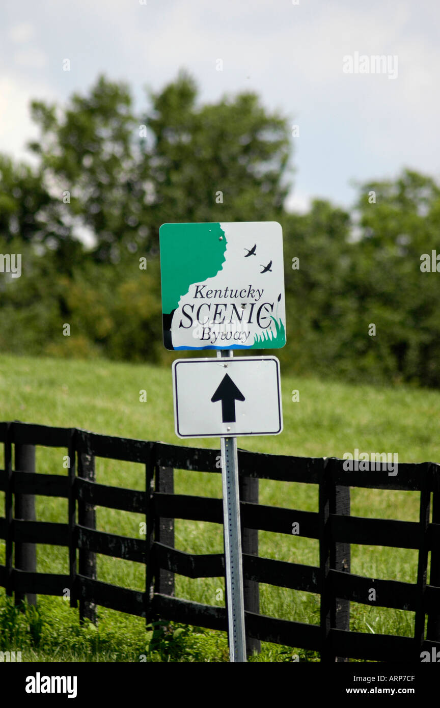 Kentucky Scenic byway road sign in horse country of Lexington KY ...