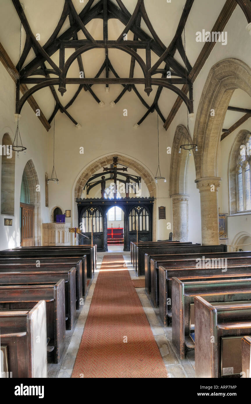 The Nave, St Marys Norman Church Beverston Gloucestershire Stock Photo ...